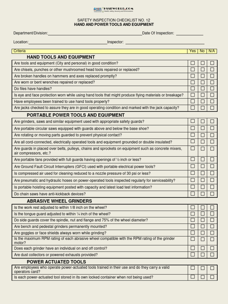 Tool Safety Inspection Guide | PDF | Grinding (Abrasive Cutting ...