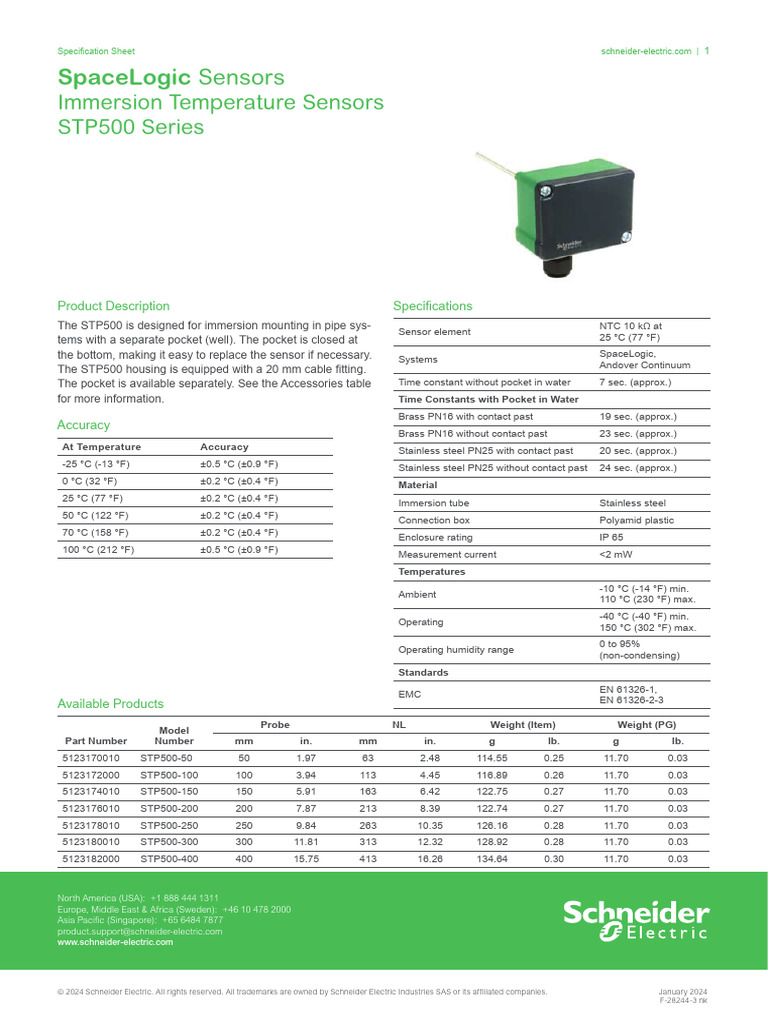 STP500 Sensor Specification Sheet | PDF | Applied And Interdisciplinary ...