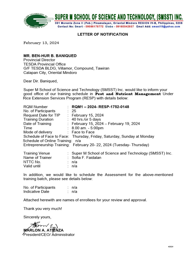 Letter of Notification | PDF