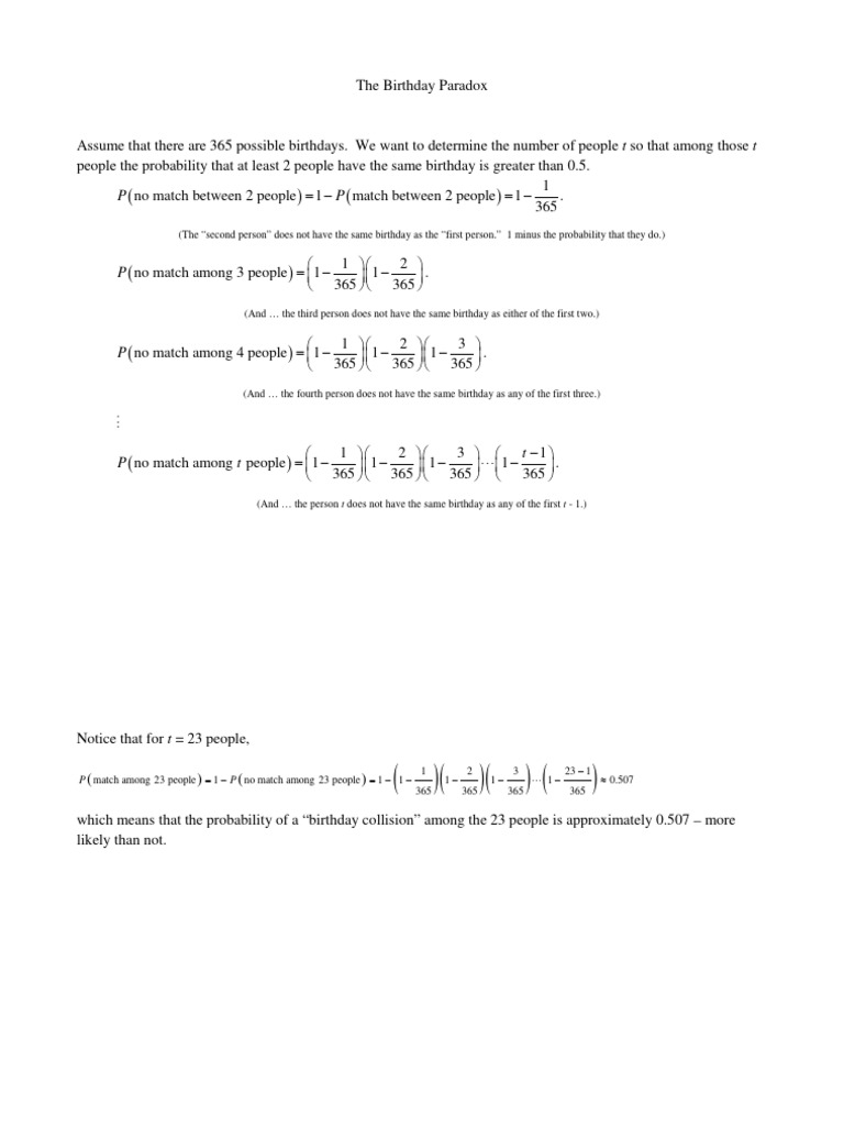 Birthday Paradox | PDF | Algorithms | Error Detection And Correction