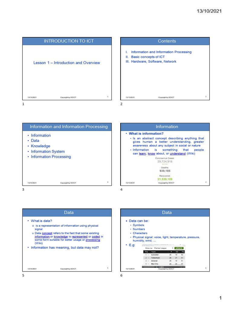 Lesson 1 - Basic Concepts of ICT - Compatibility Mode | PDF | Computer Network | Network Switch