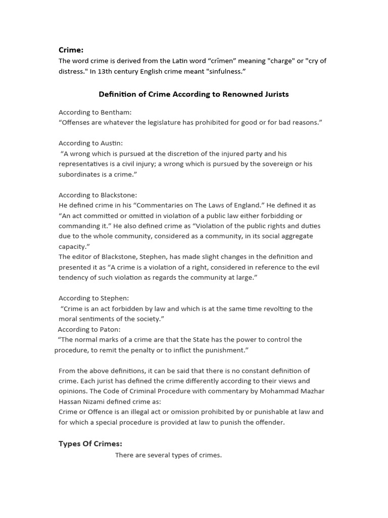 Crime | PDF | Element (Criminal Law) | Crimes