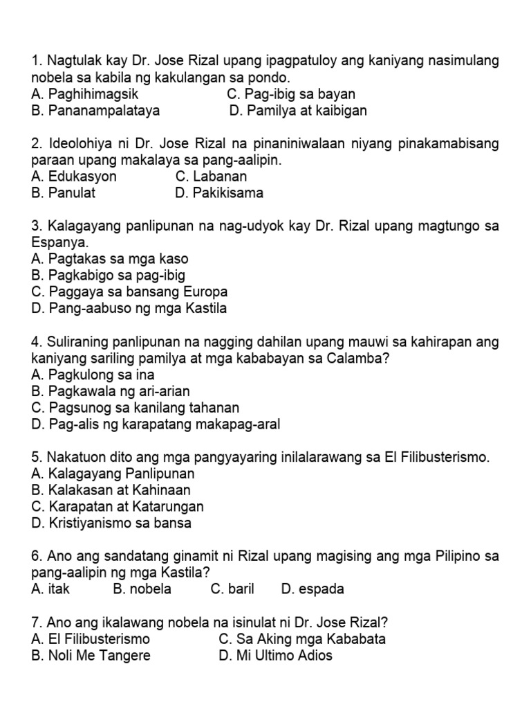 Maikling Pagsusulit - 6 Pages | PDF