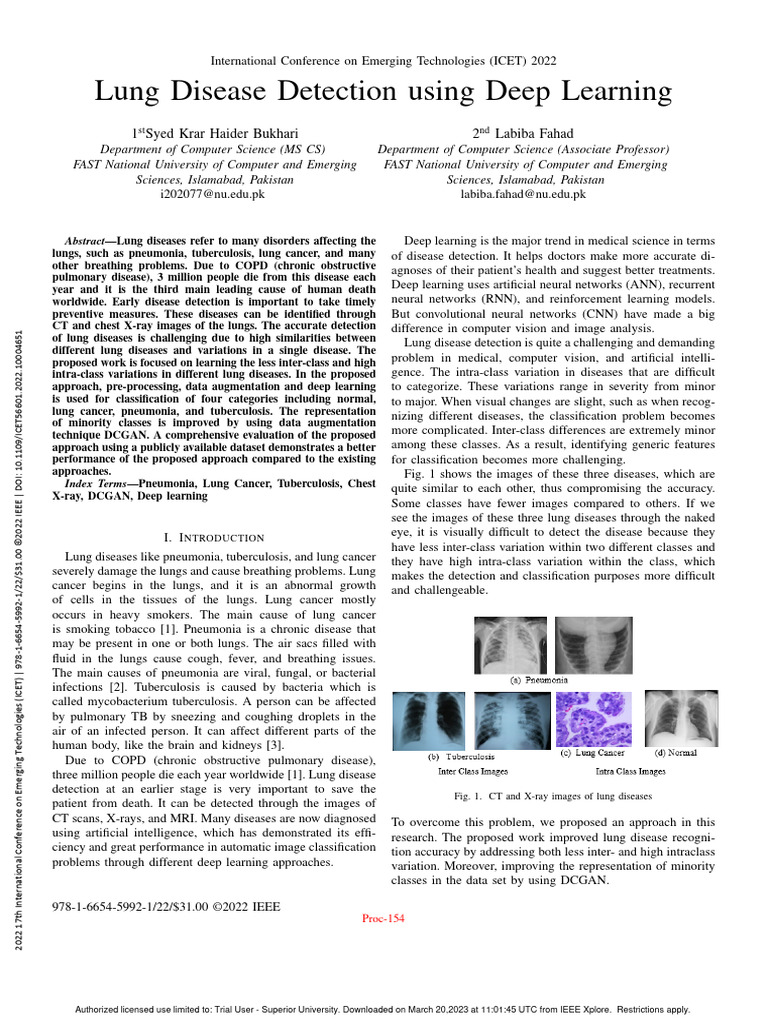 Deep Learning for Lung Disease Detection | PDF | Deep Learning ...