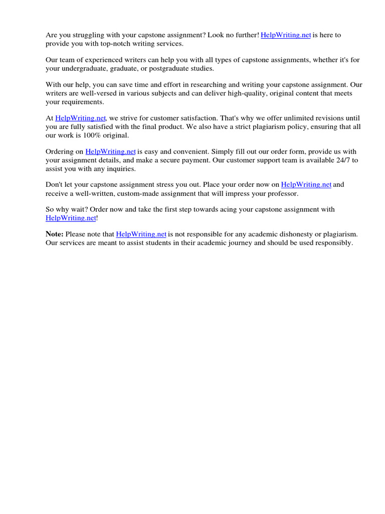 Capstone Assignment - Order Now On | PDF | Vitamin B12 | Employment