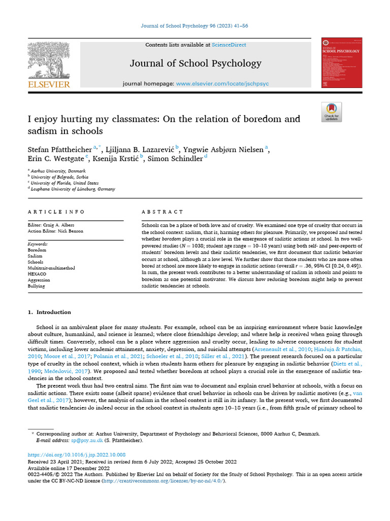 Boredom Sadism | PDF | Sadomasochism | Bullying