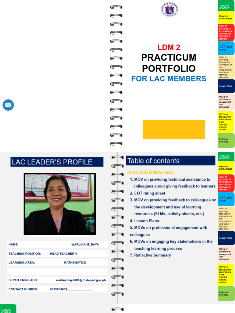 Template Ldm2 Practicum Portfolio For Lac Leaders | PDF | Lesson Plan | Learning