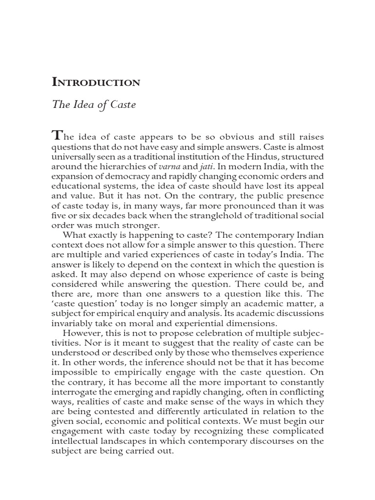 Jodhka Caste Book Introduction | PDF | Caste | Dalit