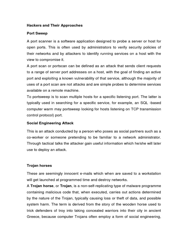 2 - Hackers and Their Approaches | PDF | Port (Computer Networking) | Malware