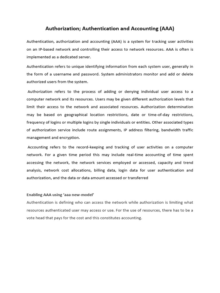 Understanding AAA: Authentication, Authorization, Accounting | PDF | Radius | Computer Network