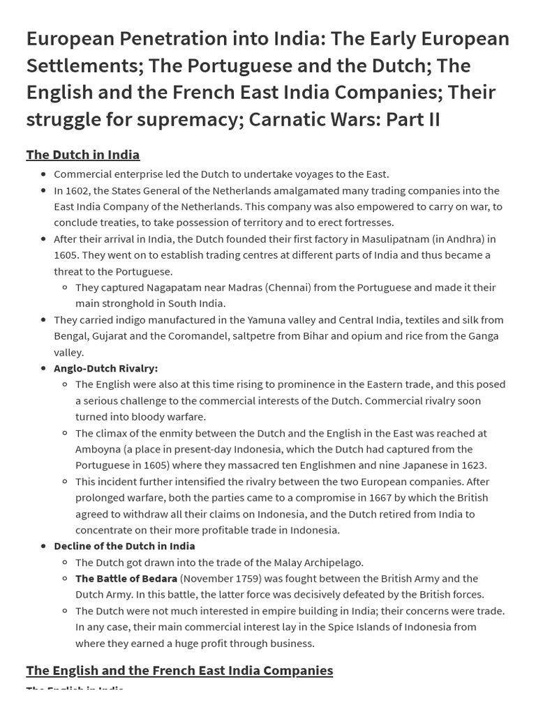Part II The Portuguese and The Dutch The English and The French East ...