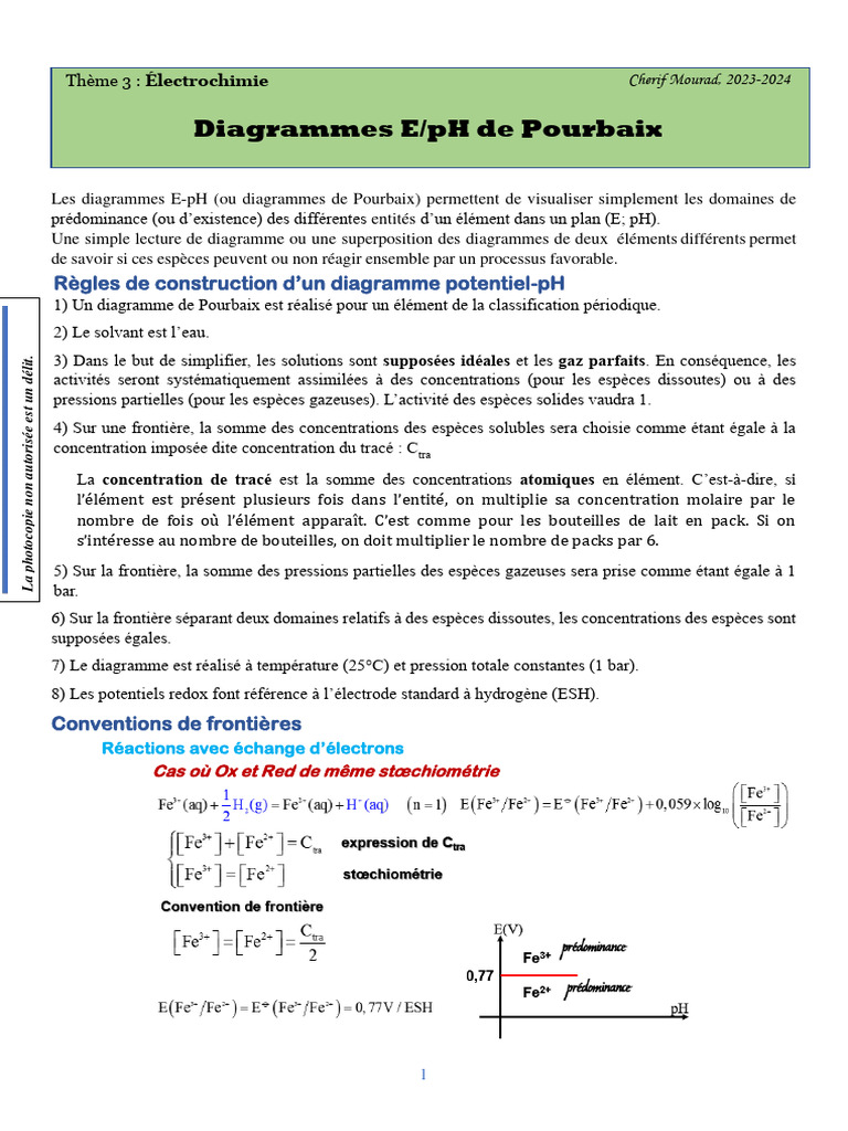 Part1 Construction Des Diagrammes E PH 2024 | PDF | Réaction d'oxydoréduction | Ph