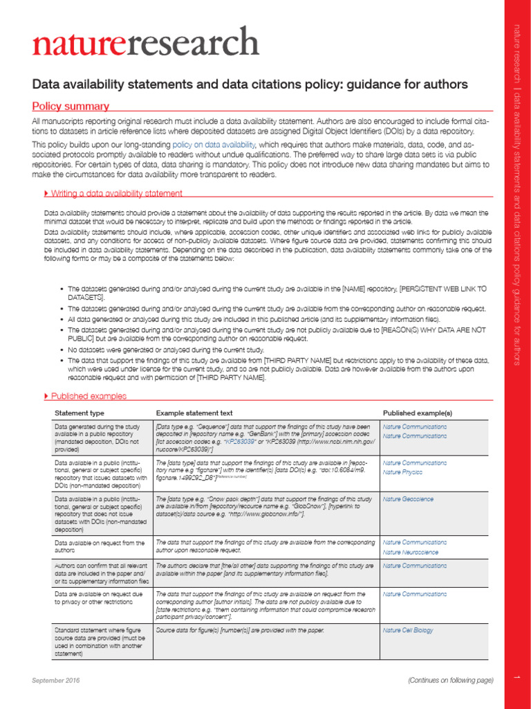 nr-data-availability-statements-data-citations | PDF | Data | Information nr-data-availability-statements-data-citations | PDF | Data | Information
