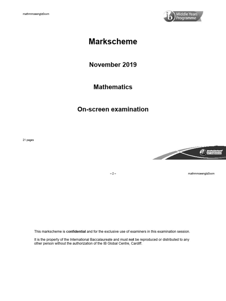 N19 Mathematics Markscheme | PDF | Area | Quadratic Equation