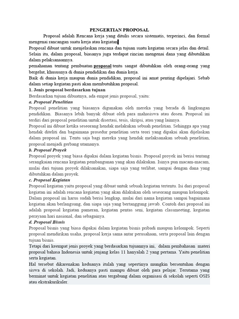 Pengertian Proposal | PDF