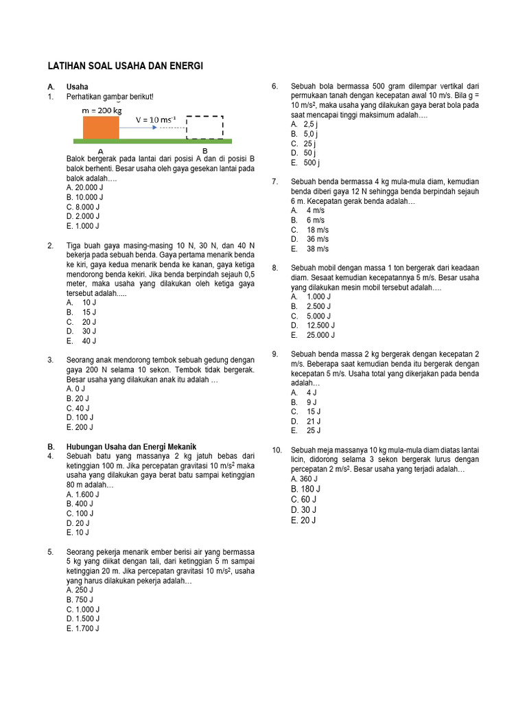 Latihan Soal Usaha dan Energi | PDF