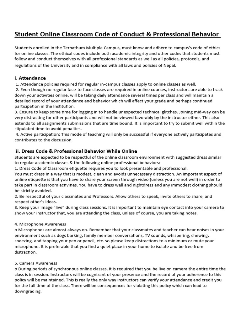 Terhathum Campus Online Conduct Guide | PDF | Educational Technology ...