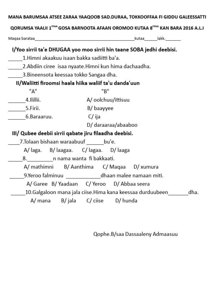 Afaan Oromoo Pdf