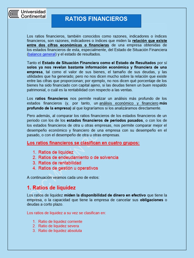 Ratios Financieros - Teoria - Casos Practicos - Empresa Abc S.A.C. | PDF | Rentabilidad sobre ...