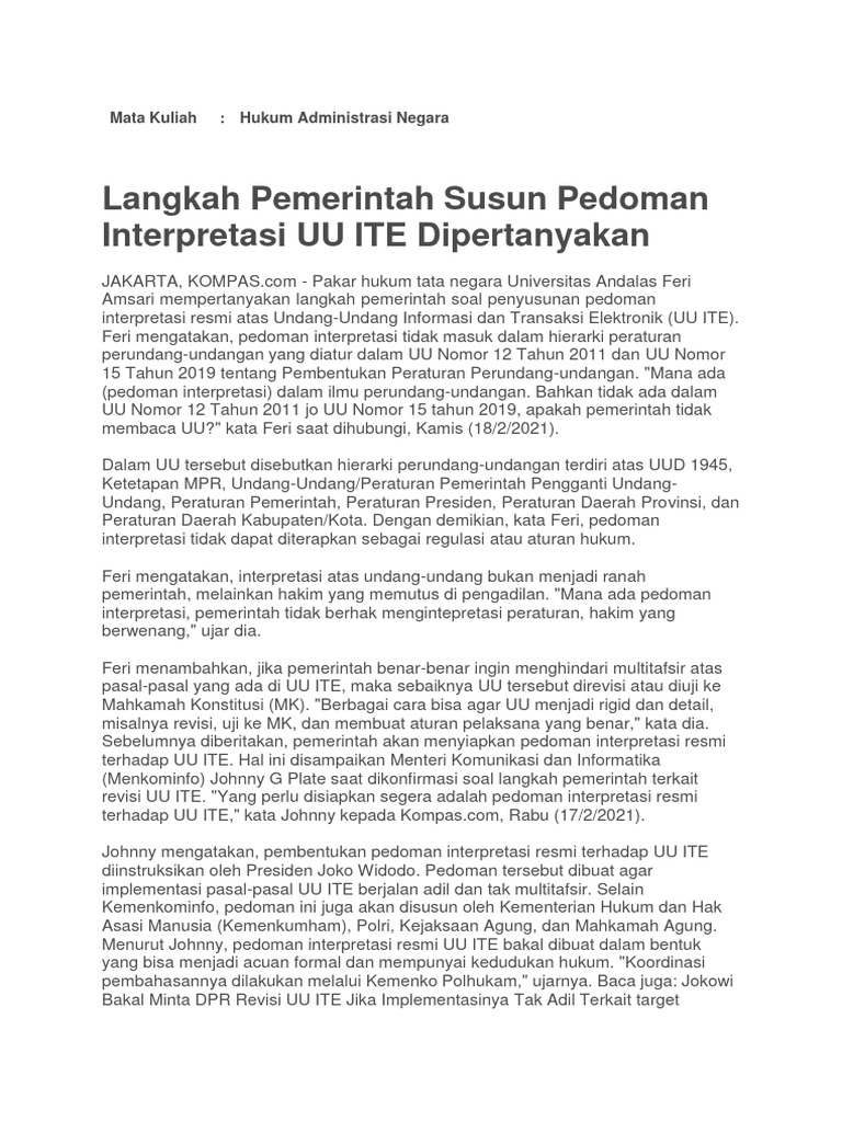 Kontroversi Pedoman Interpretasi UU ITE | PDF | Hukum