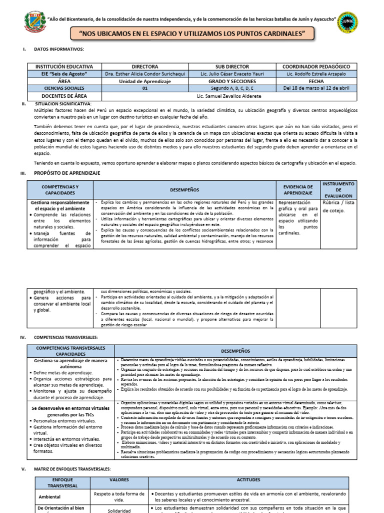 02 Unidad Aprendizaje 2024 Seis de Agosto - Cc Ss | PDF | Aprendizaje | Evaluación