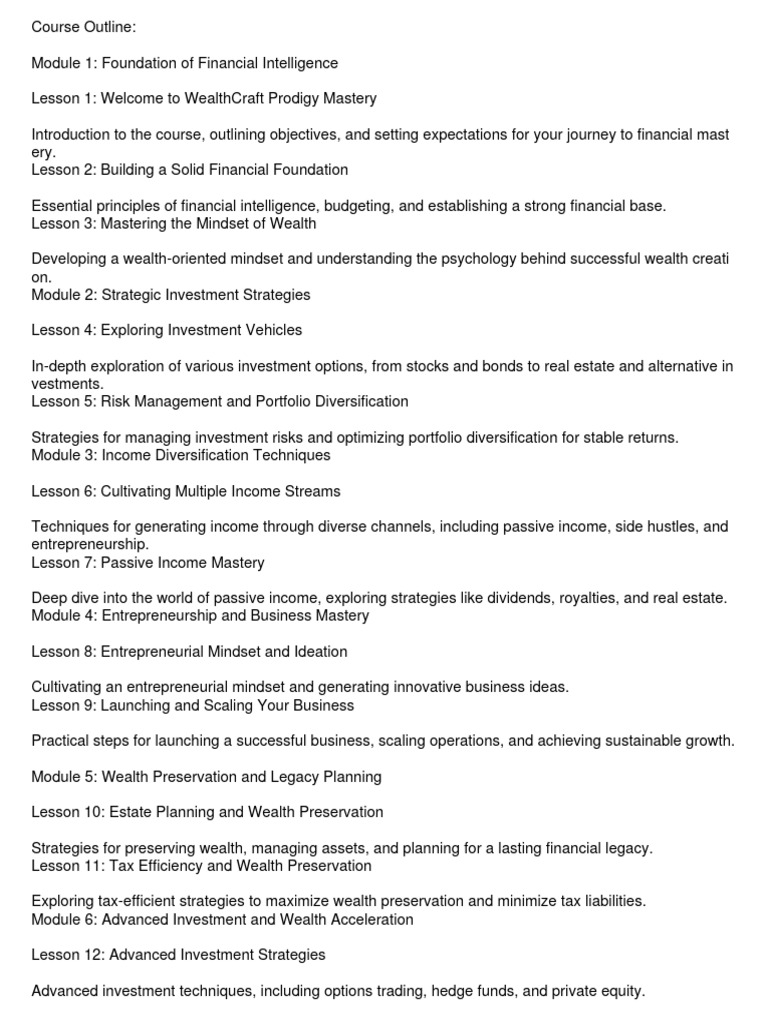 WealthCraft Prodigy | PDF | Investing | Entrepreneurship