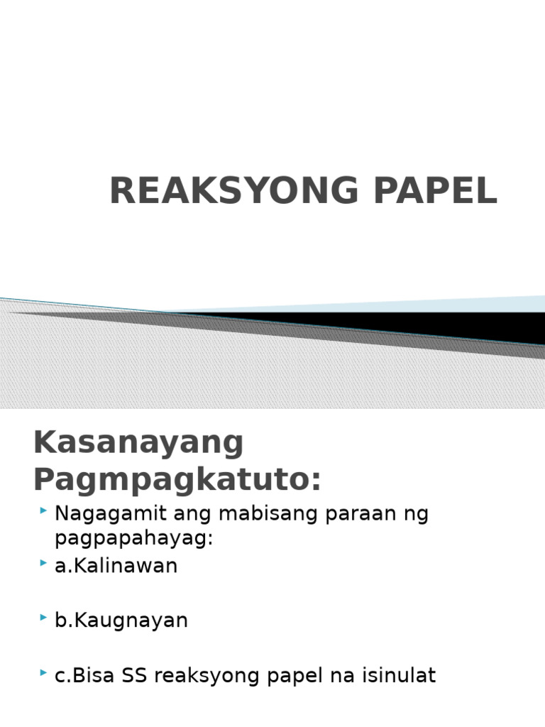 Reaksyong Papel PPT | PDF