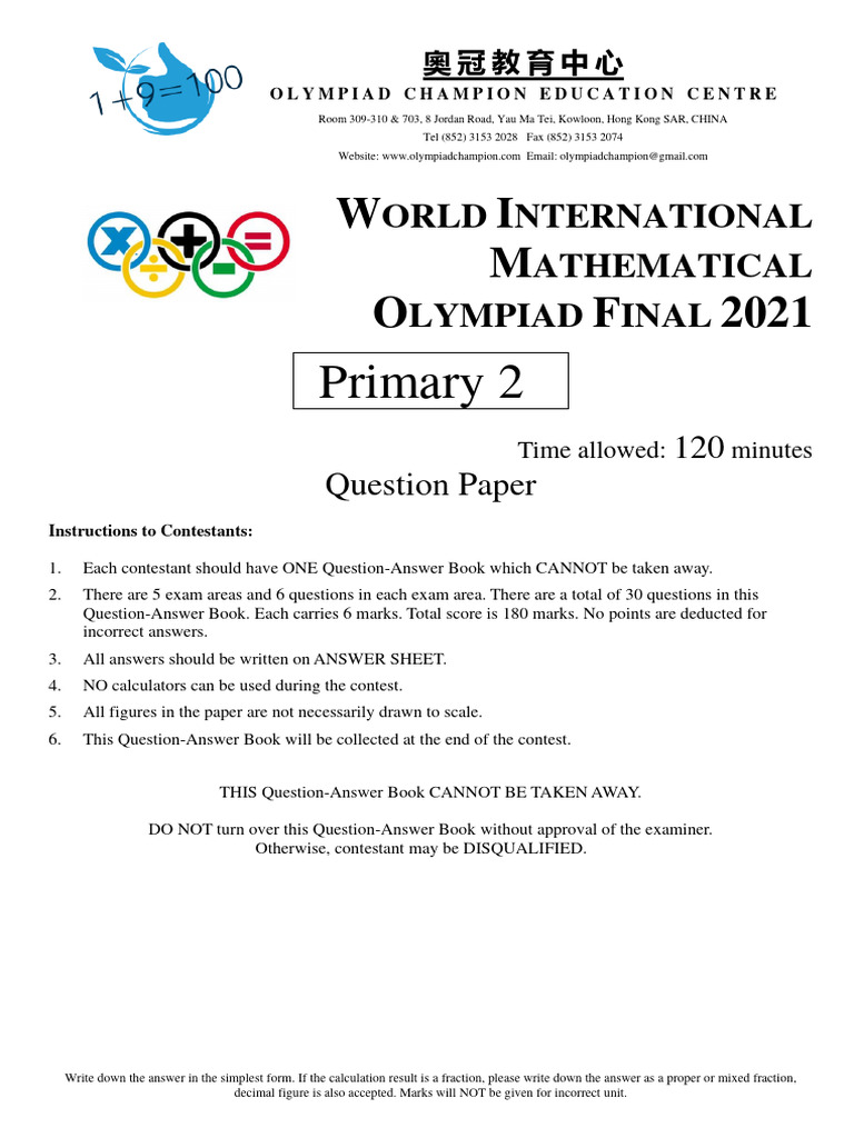 WIMO Final 2021 P2 | PDF | Numbers | Mathematics
