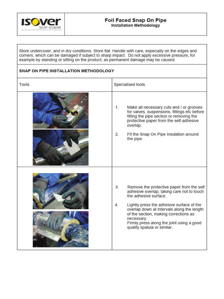 Snap On Pipe Installation Methodology Foil Faced | PDF | Pipe (Fluid ...