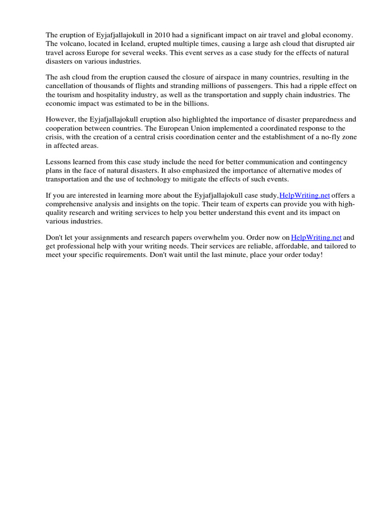 Eyjafjallajokull Case Study | PDF | Volcano | Volcanic Ash