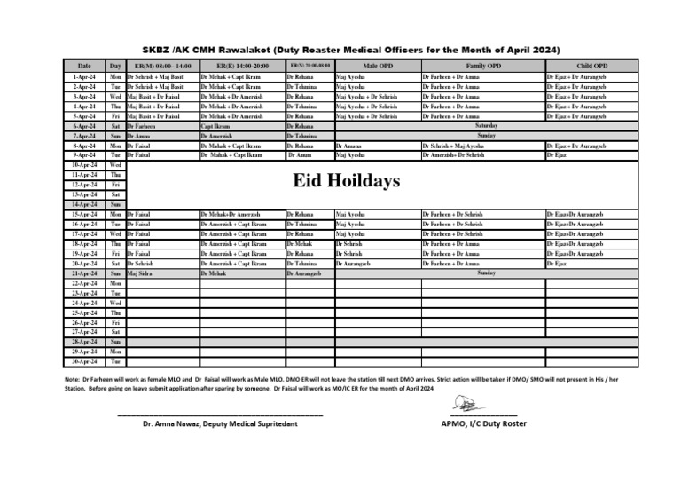 MOs Duty Roaster April 2024 Updated-1 | PDF | Self-Improvement ...