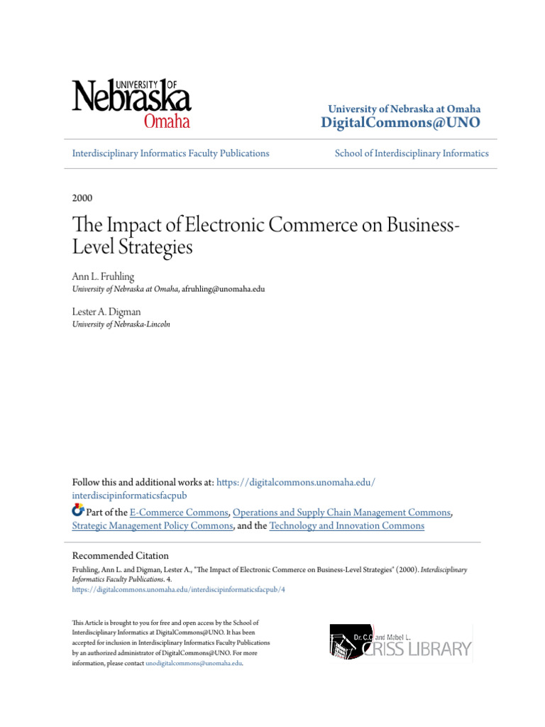 The Impact of Electronic Commerce On Business-Level Strategies | PDF ...