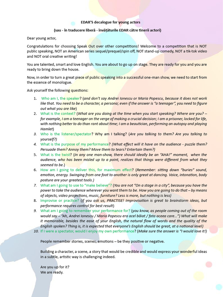 Edar's Guide To Young Actors With Watermark | PDF