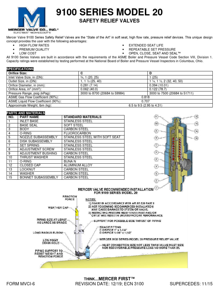 9100 Series Model 20 Shipping Flyer | PDF | Valve | Pipe (Fluid Conveyance)
