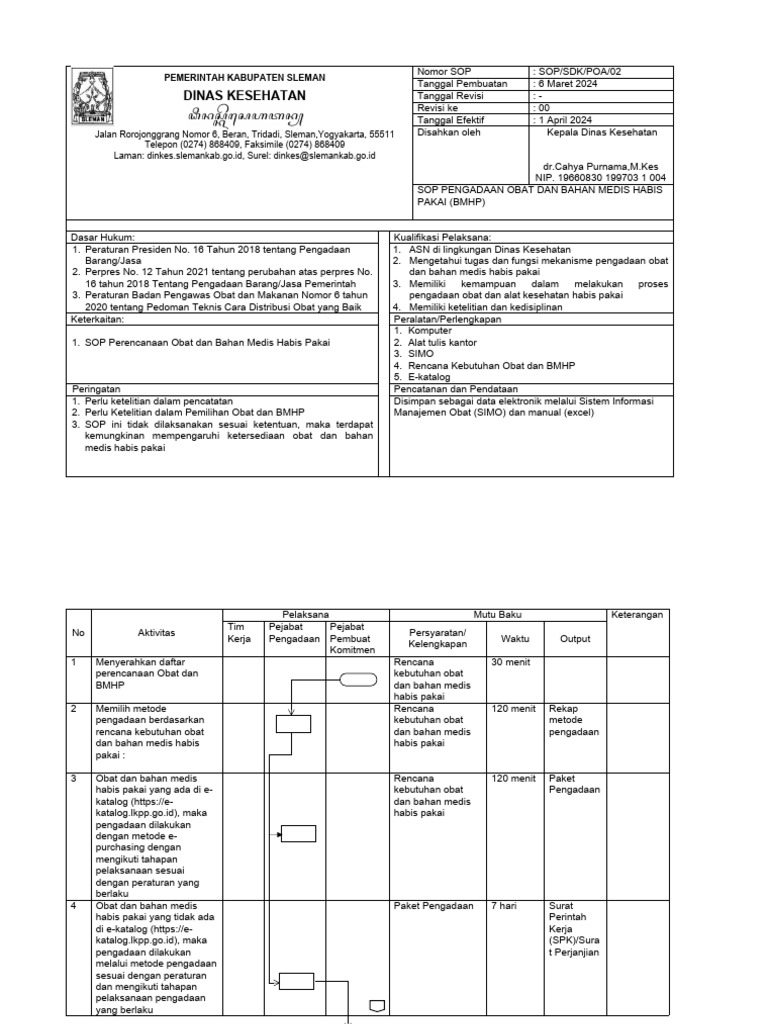 02 Sop Pengadaan Obat Dan Bmhp Pdf
