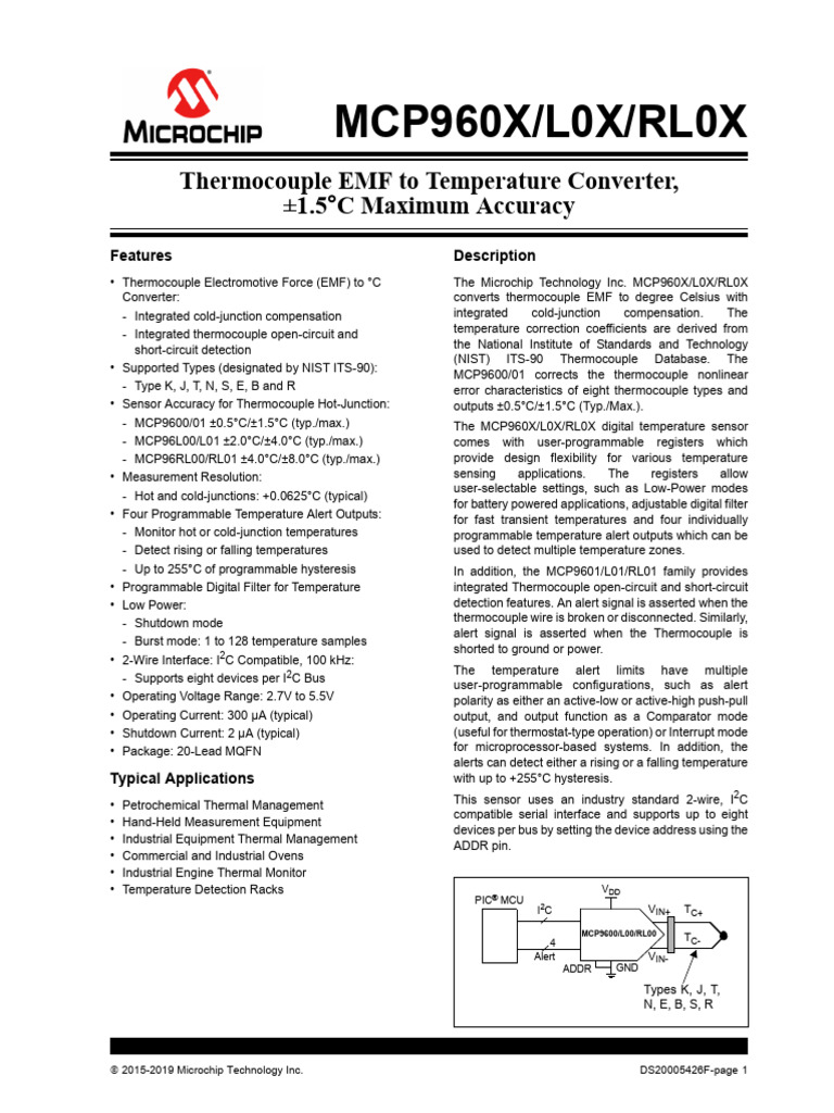 Mcp9600-E MX | Download Free PDF | Thermocouple | Electrical Engineering