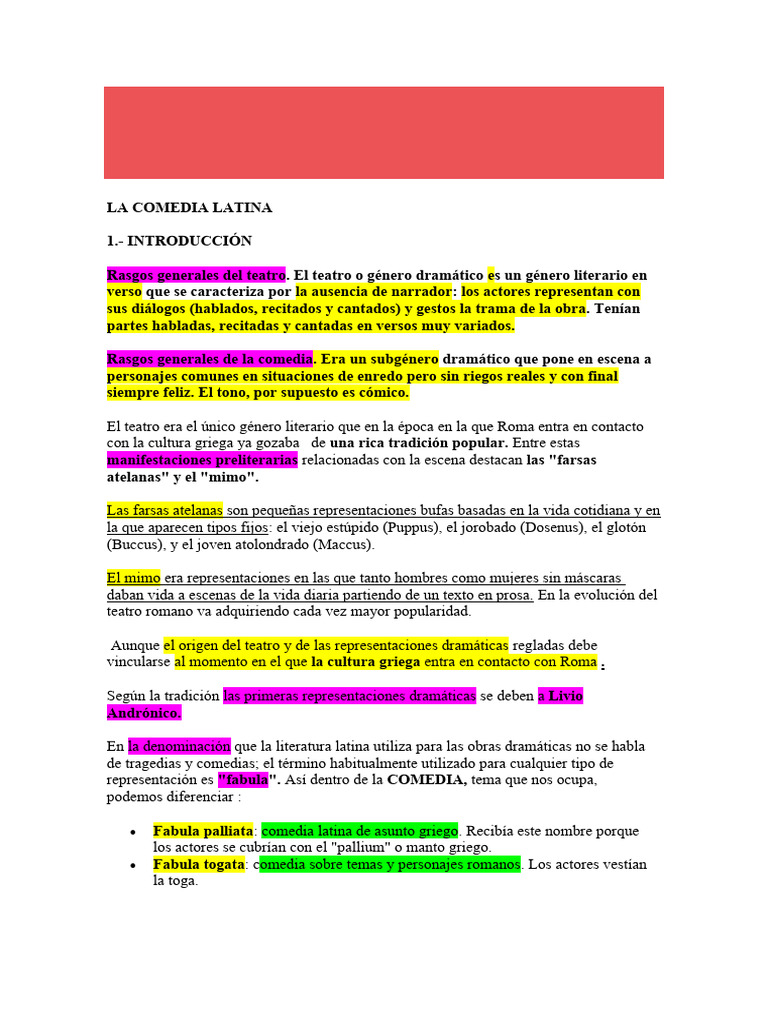 La Comedia Latina | PDF | Comedia | Teatro