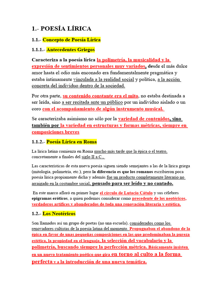 La Poesía Lírica. | PDF | Horacio | Ovidio