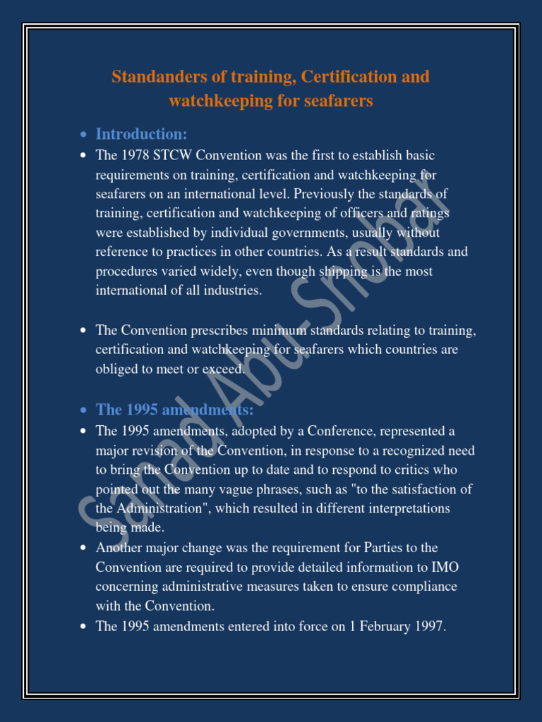 STCW | PDF | Shipping | Water Transport