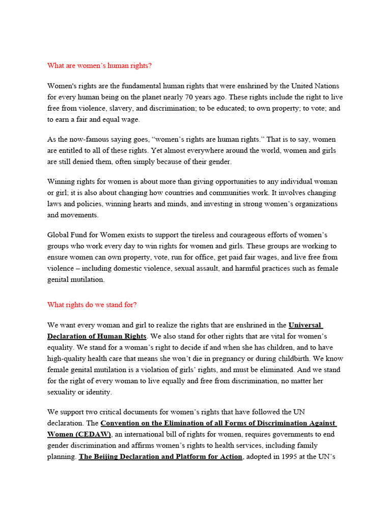 Womens Rights | PDF | Women's Rights | Discrimination & Race Relations