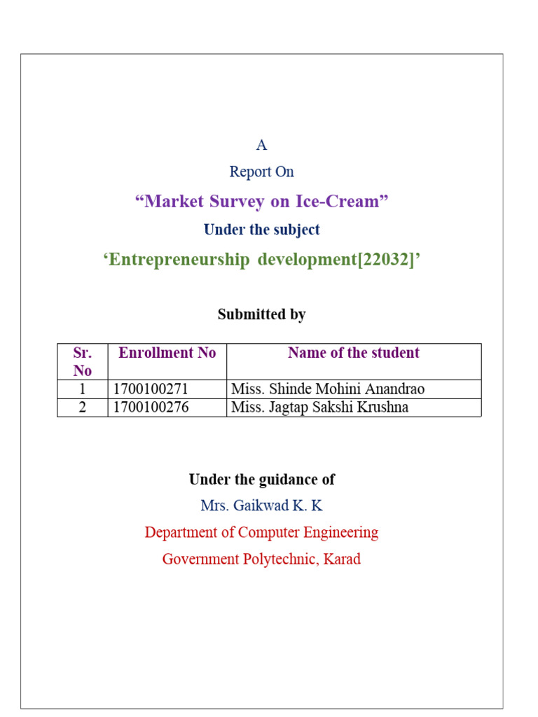 MSBTE Solution APP: "Market Survey On Ice-Cream" | PDF | Ice Cream | Brand