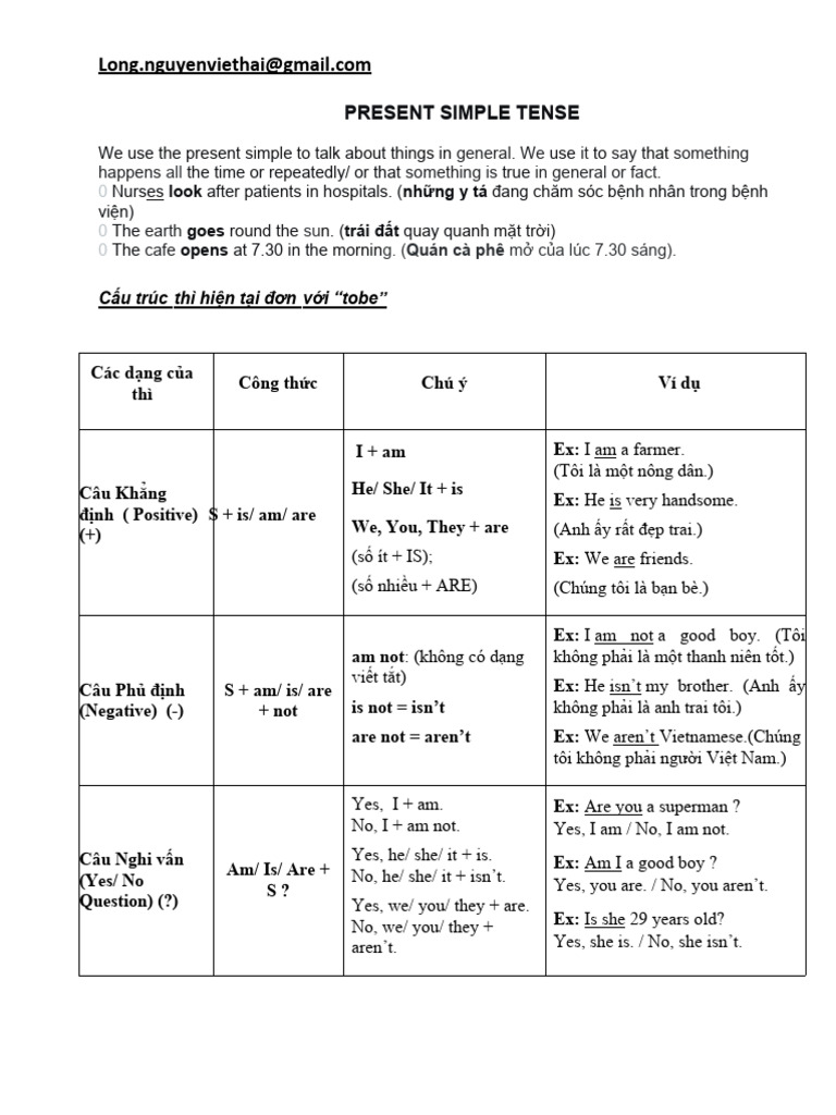 Present Simple Tense | PDF | Vietnam