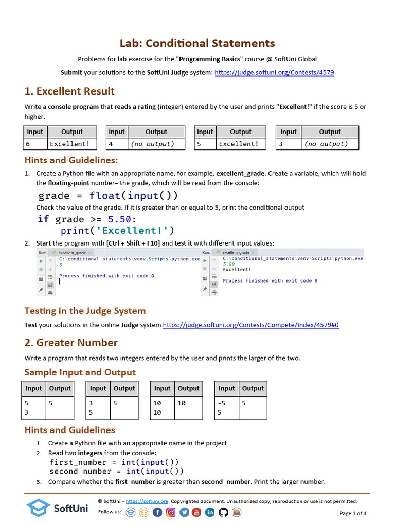 02.PB Python Conditional Statements Lab | PDF | Area | Password 02.PB Python Conditional Statements Lab | PDF | Area | Password