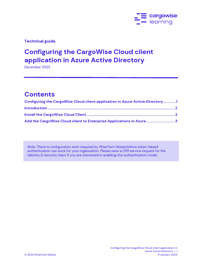 Configuring CargoWise in Azure Technical Guide - WiseCloud Customer ...