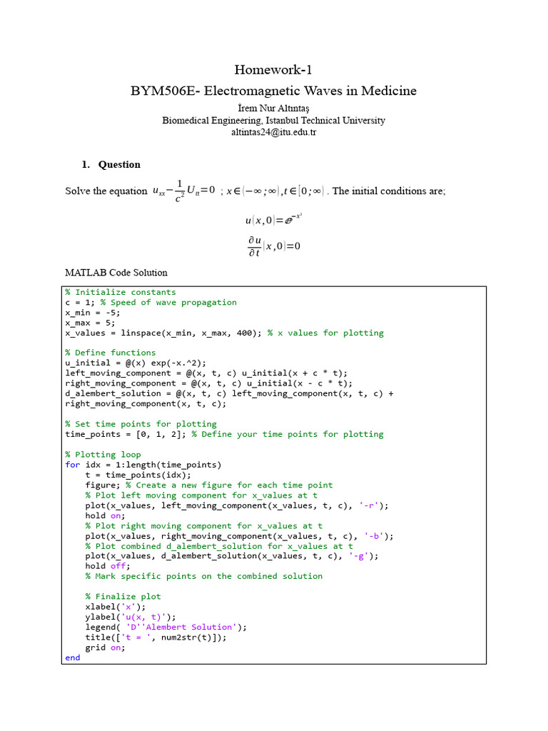 Questions HW1 | Download Free PDF | Waves | Wave Equation