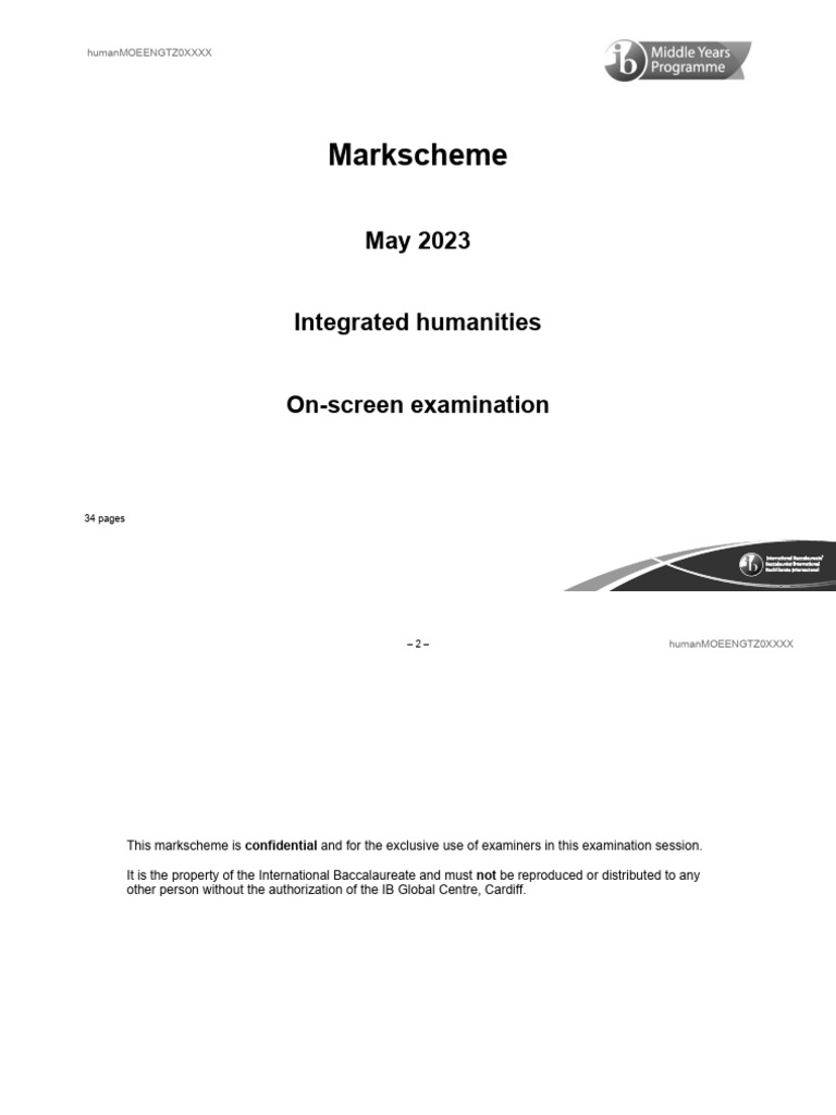 May 2023 Integrated Humanities Markscheme | PDF | Fair Trade | Argument