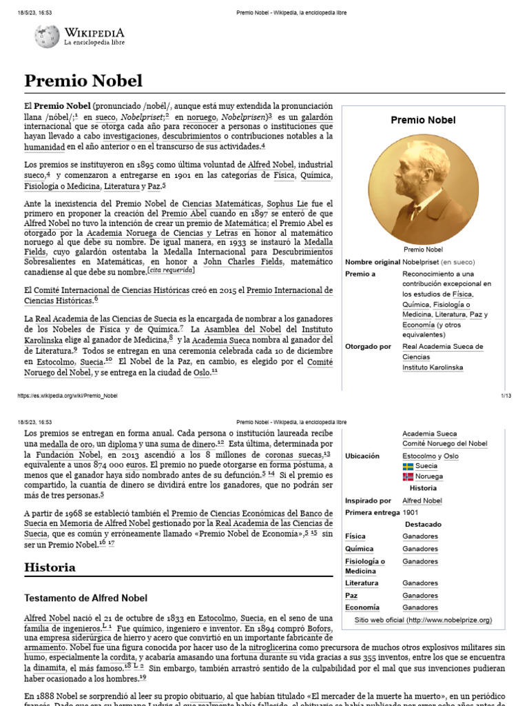 Historia y Relevancia del Nobel | PDF | premio Nobel | Familia Nobel
