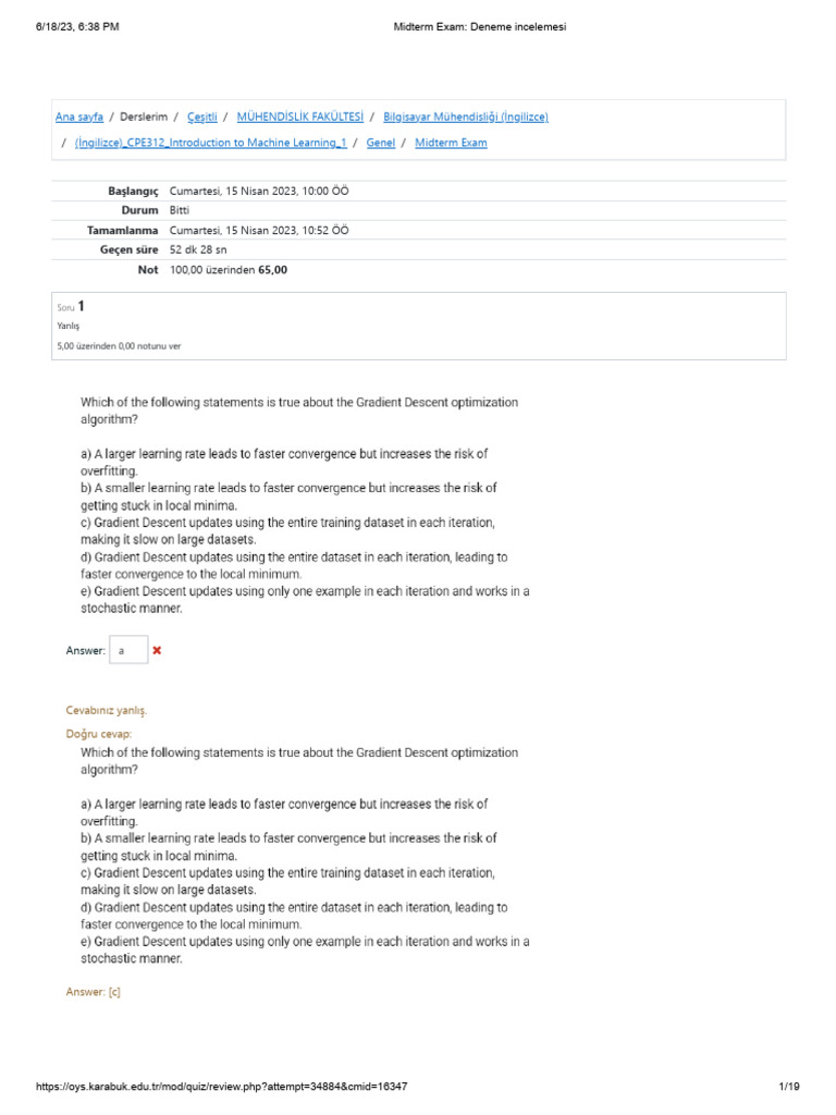 Midterm Exam_ Deneme Incelemesi(1) | PDF | Machine Learning | Applied Mathematics