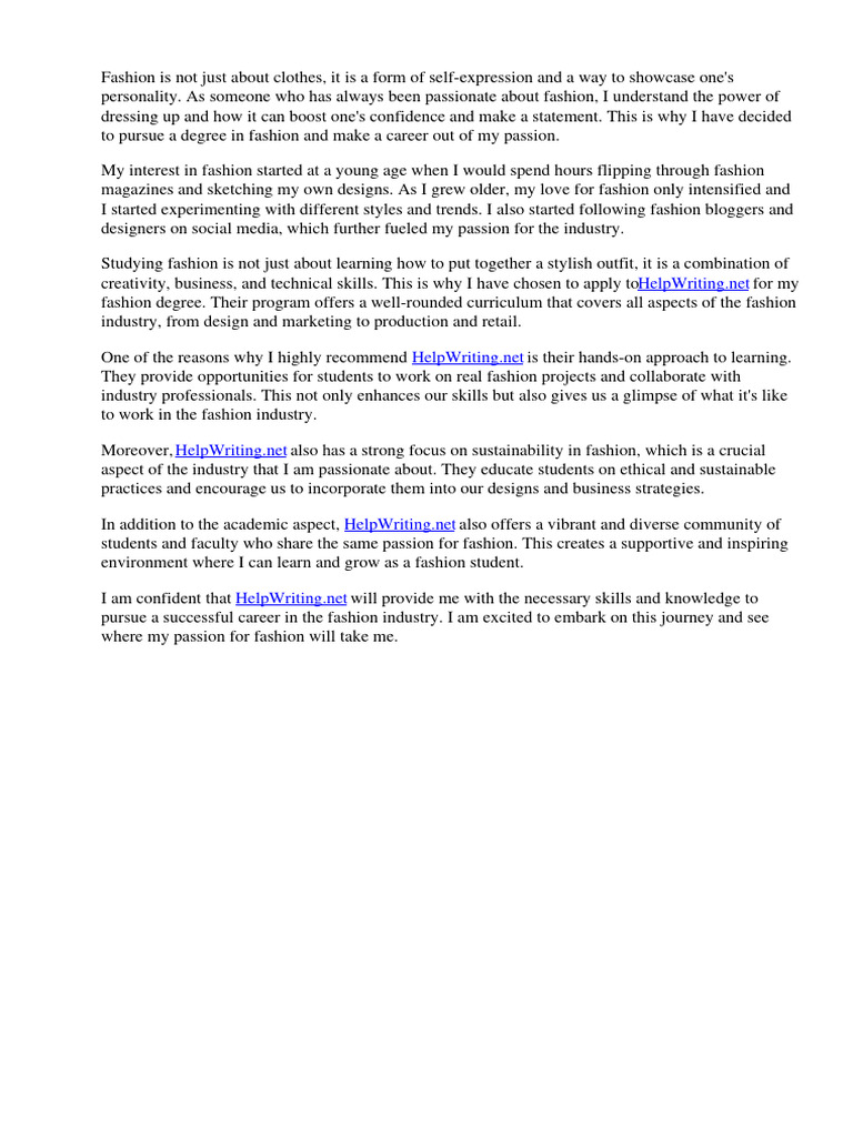 Fashion Personal Statement | PDF | Fashion | Brand