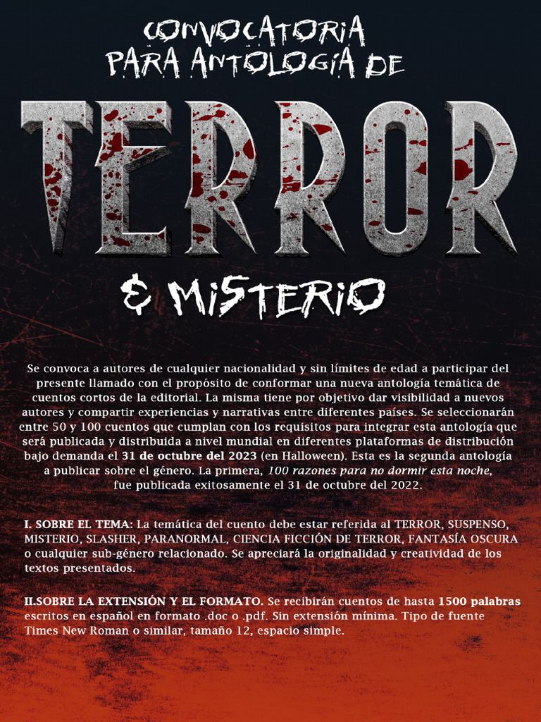 Rubin - Antologia de Terror y Misterio - Bases y Condiciones | PDF